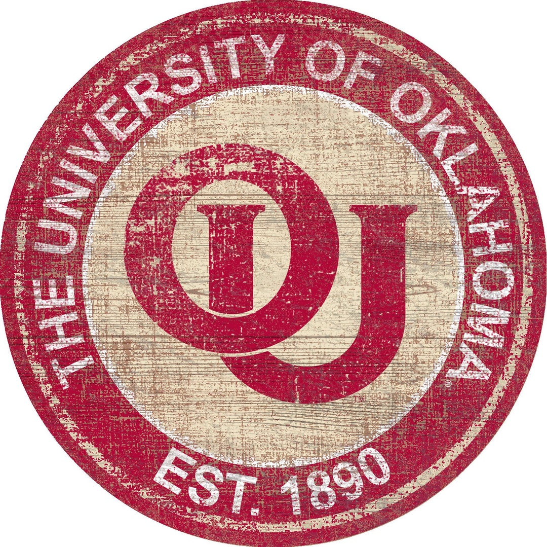 Oklahoma Sooners Heritage Logo Round Wood Sign 24 - Etsy