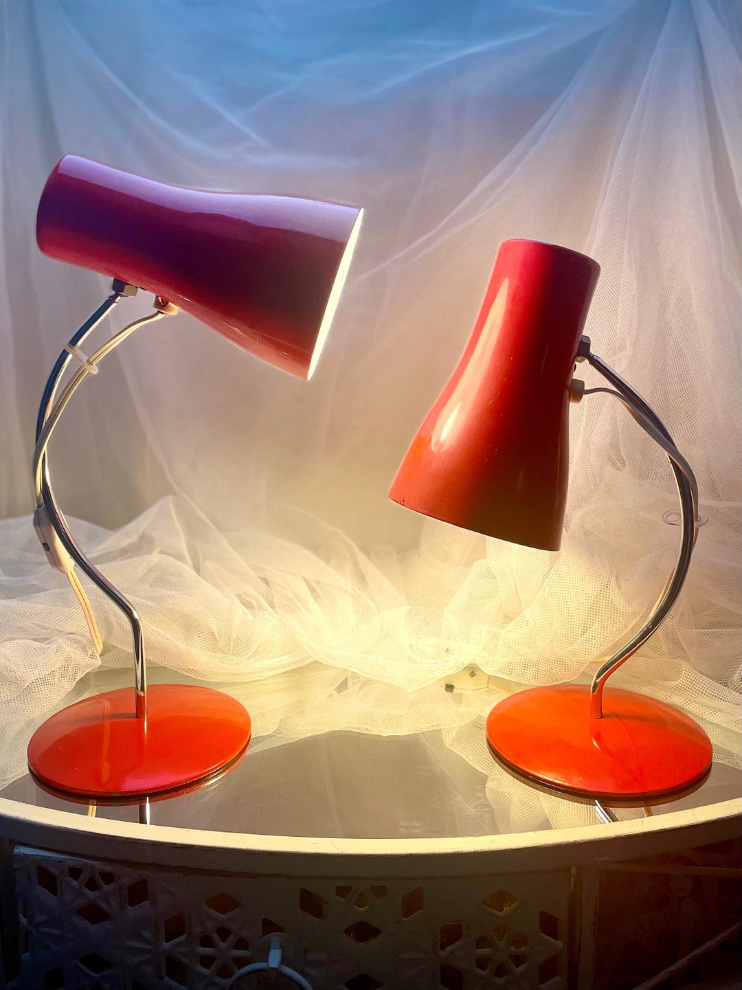 Pair of 1970s Josef Hurka Napako Red Table Lamps - Etsy UK