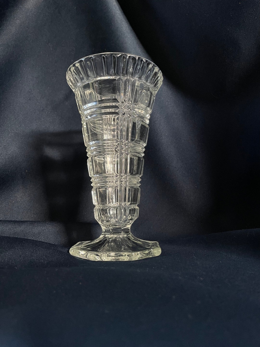 Midcentury Clear Glass Footed Vase by Libochovice - Etsy