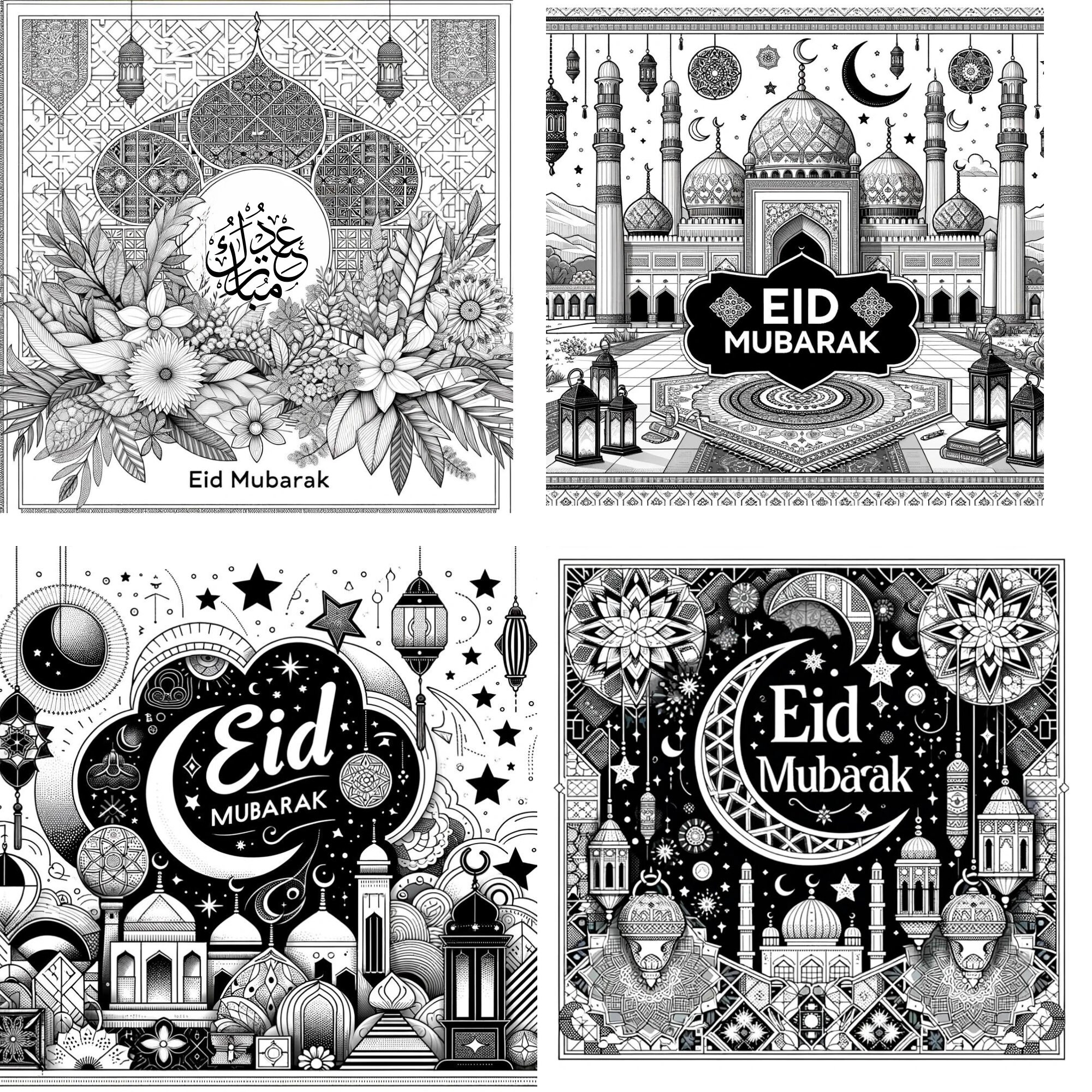 Eid Coloring Pages | Set of 4 Eid Coloring Sheets | Eid Crafts | Eid ...