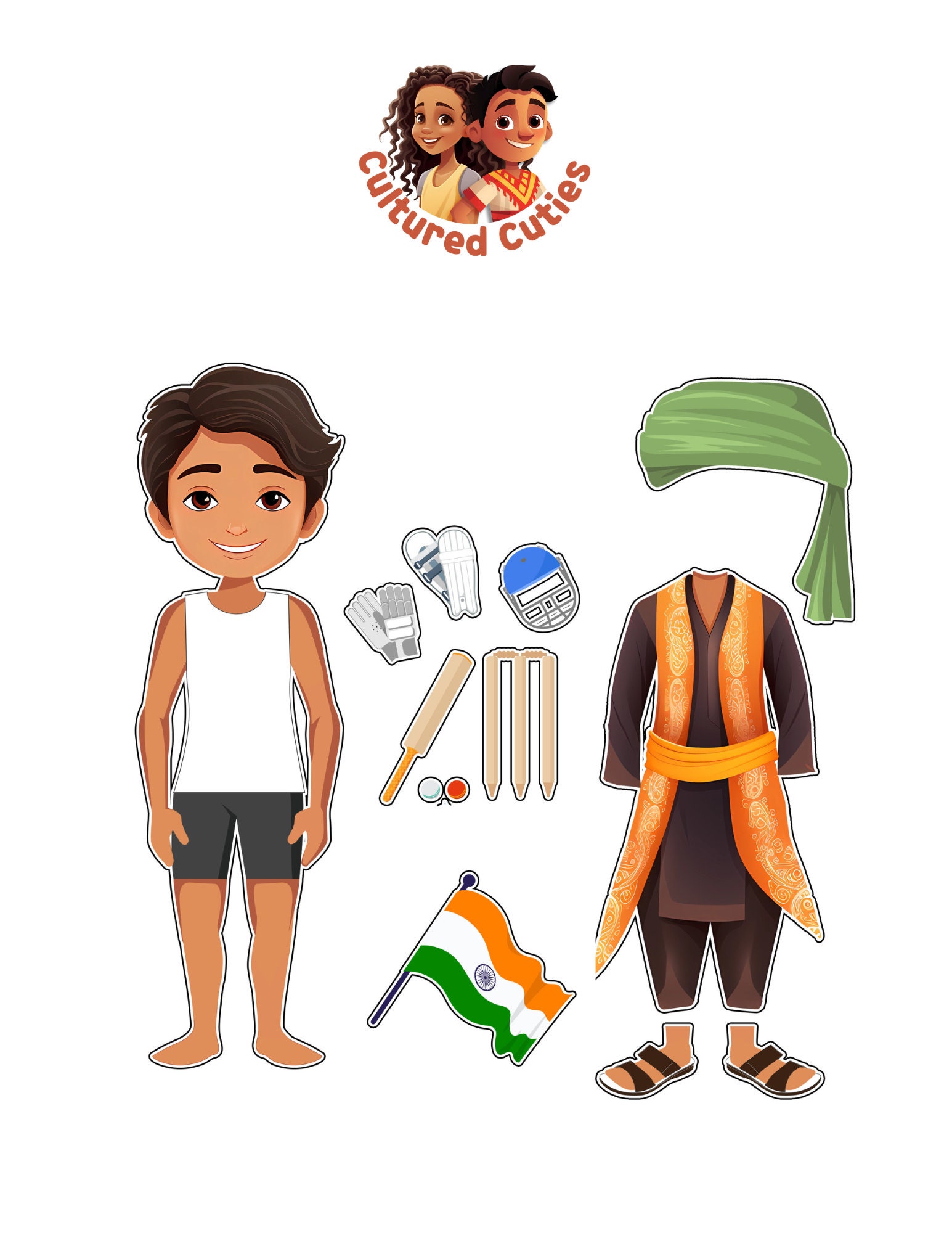 Arjun Indian Magnetic Paper Boy Doll - Etsy