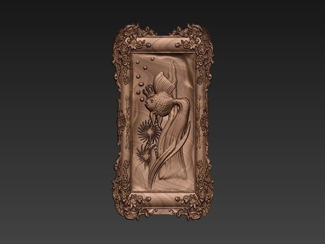 Golden Fish File for CNC, 3D STL File, Engraver, Artcam, Wood, Wall ...
