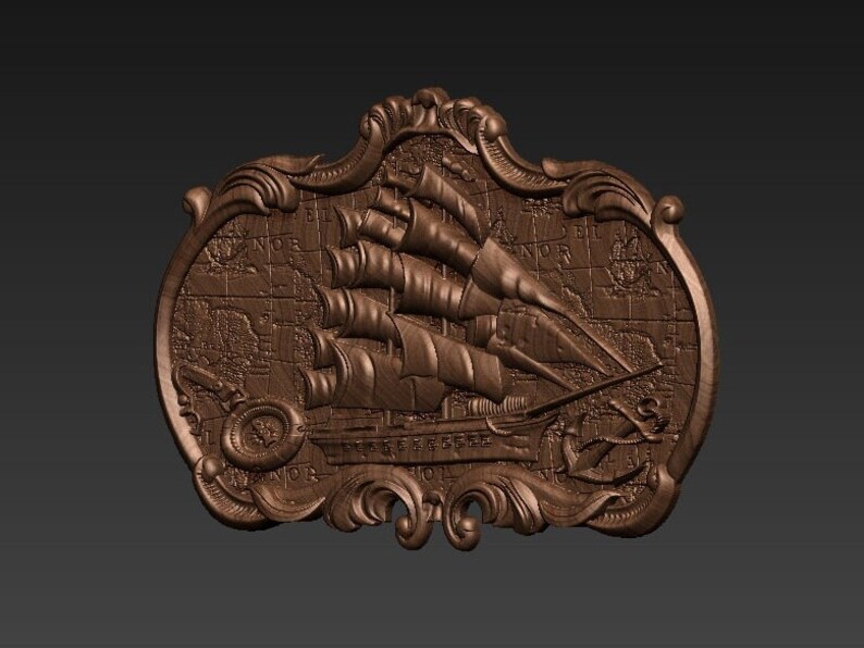 Ship 3D File for CNC, 3D STL File, Engraver, Artcam, Wood, Wall Decor ...