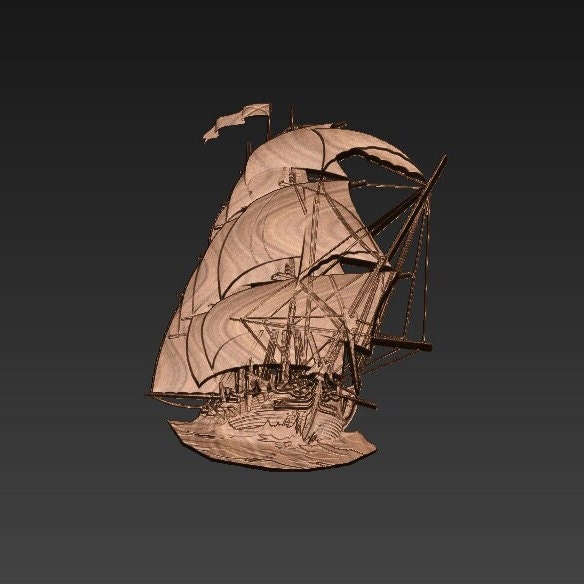 Ship 3D File for CNC, 3D STL File, Engraver, Artcam, Wood, Wall Decor ...