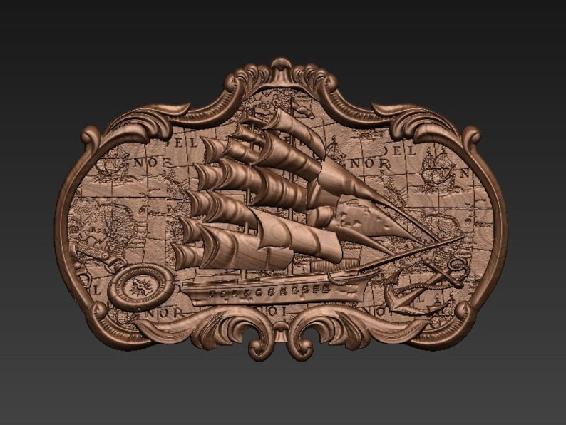 Ship 3D File for CNC, 3D STL File, Engraver, Artcam, Wood, Wall Decor ...