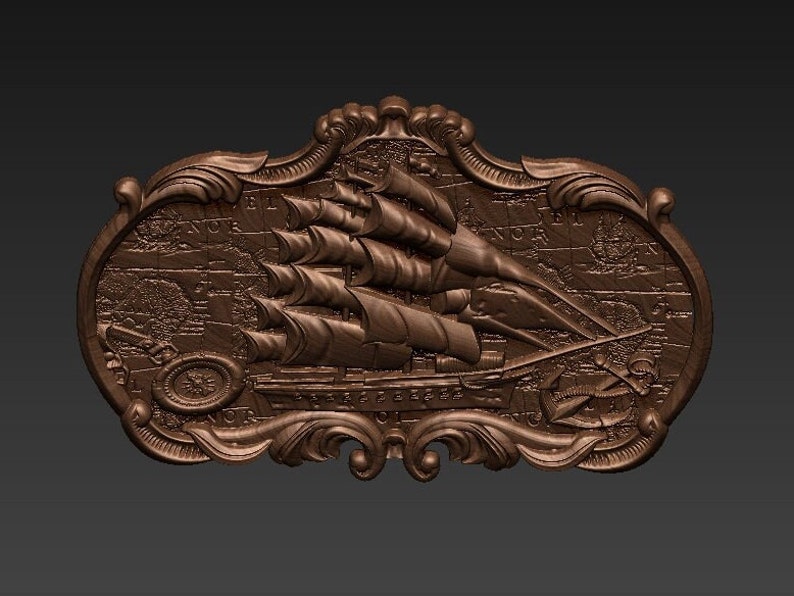Ship 3D File for CNC, 3D STL File, Engraver, Artcam, Wood, Wall Decor ...