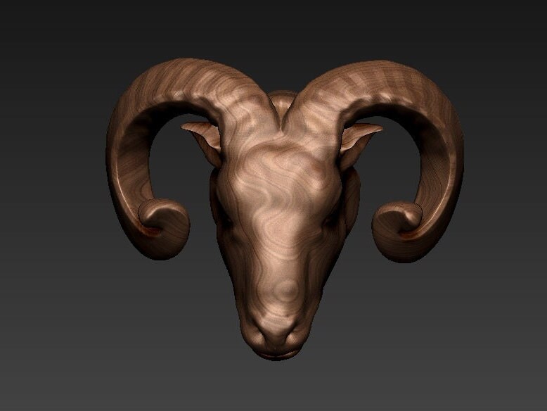 Ram's Head File for CNC, 3D STL File, Engraver, Artcam, Wood, Wall ...