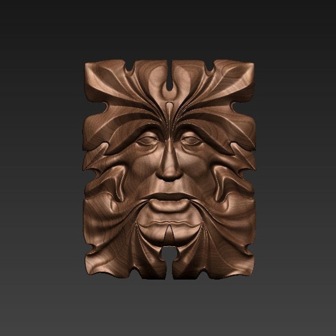 Face Decorative 3D File for CNC, 3D STL File, Engraver, Artcam, Wood ...