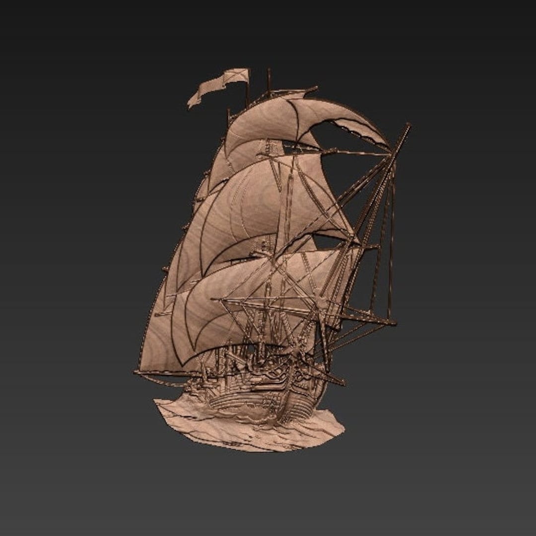 Ship 3D File for CNC, 3D STL File, Engraver, Artcam, Wood, Wall Decor ...