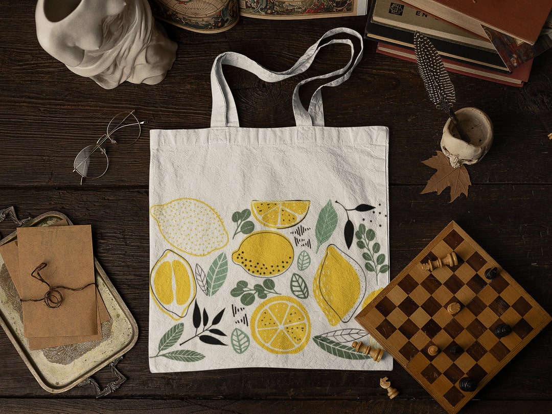 Lemon Tote Bag Lemons Lemon Print Gift for Her Canvas Tote - Etsy