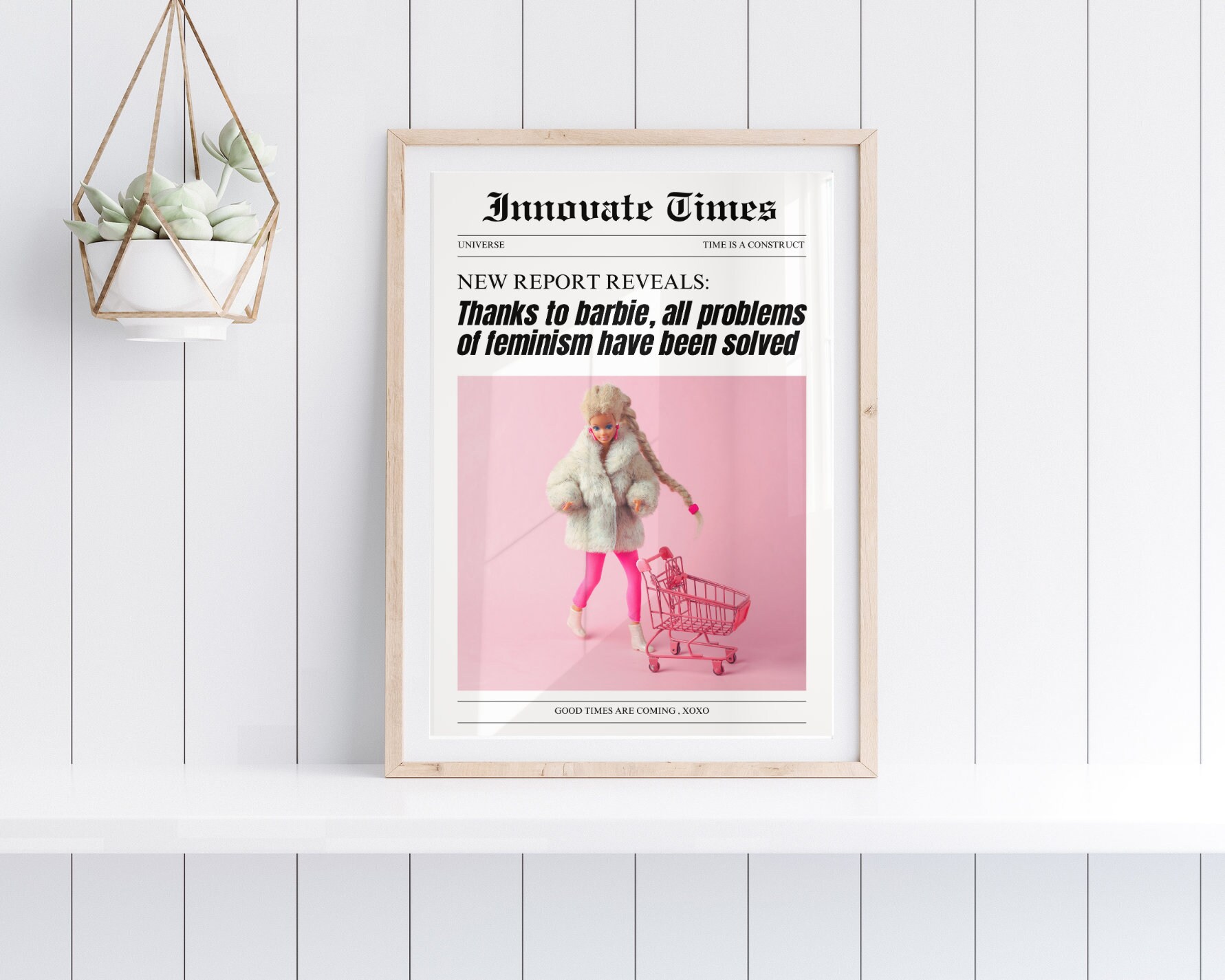 Barbie Quote Retro Newspaper Vintage Wall Art, Trendy Posters, Funky ...