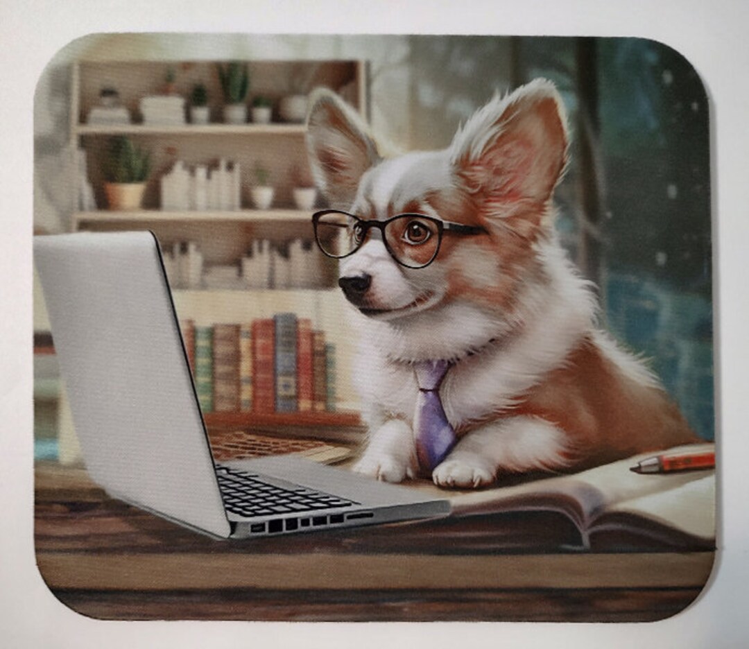 Corgi Dog in the Office Mouse Pad - Etsy