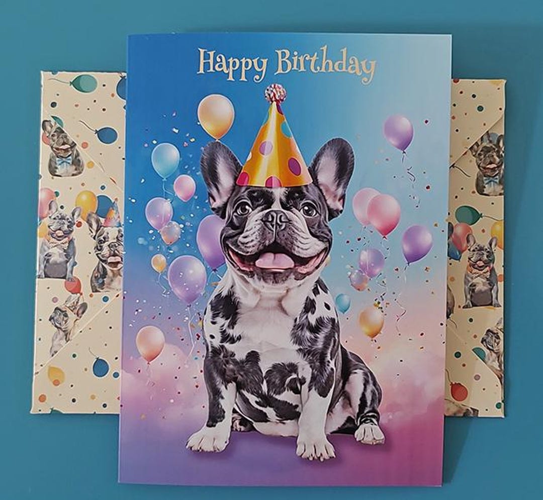 Merle French Bulldog Birthday Card & Special Envelope - Etsy