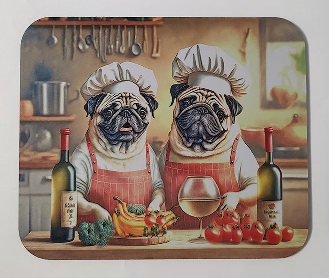 Pug Chefs Cooking in the Kitchen Mouse Pad - Etsy
