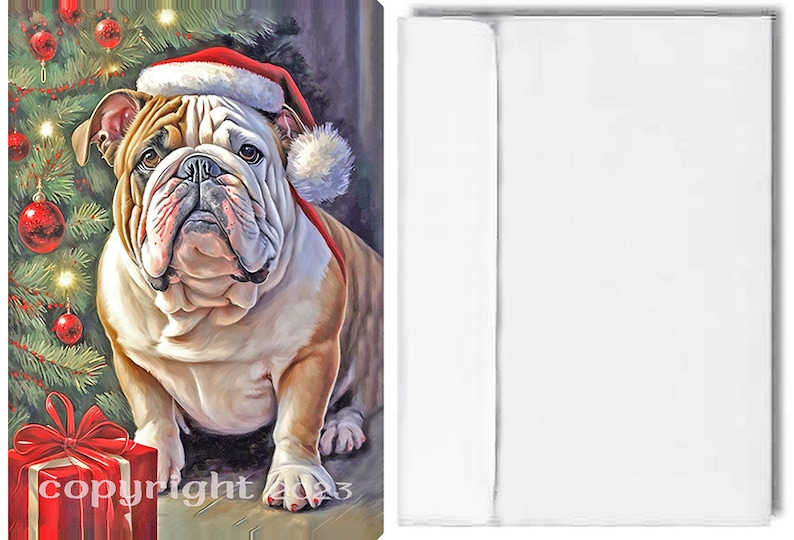 English Bulldog Christmas Card - Etsy