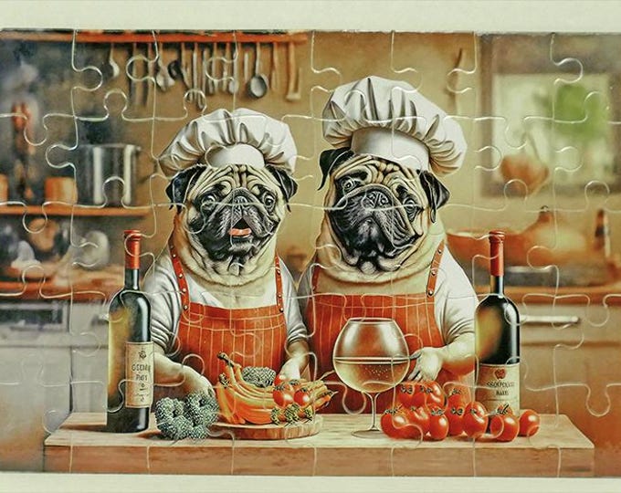 Pug Dog Chefs in Kitchen Jigsaw Puzzle 40-piece *free USA Ship* - Etsy