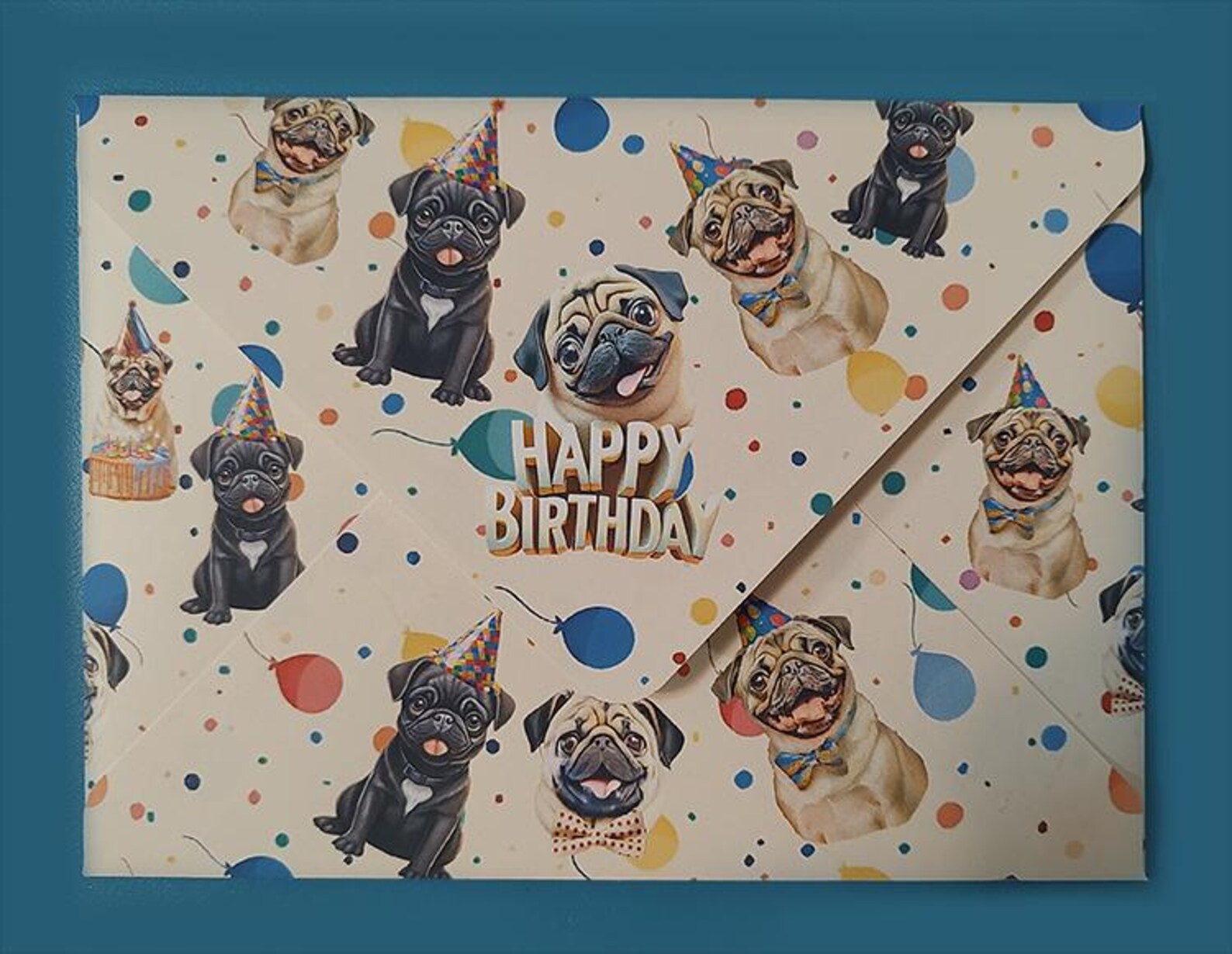 Pug Happy Birthday Card & Exclusive Envelope - Etsy
