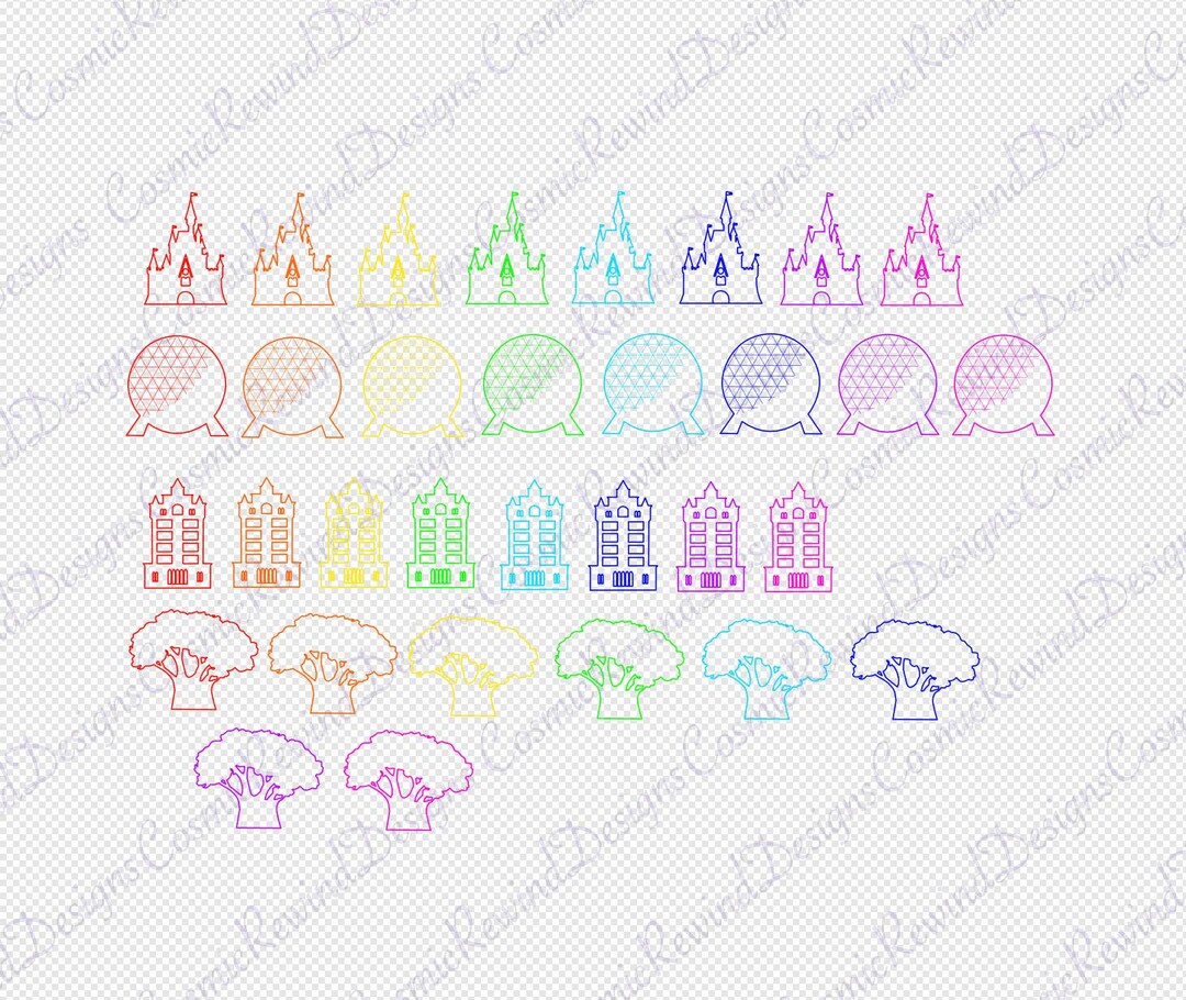 Park Icons PNG: Magic Kingdom, Epcot, Hollywood Studios, Animal Kingdom ...