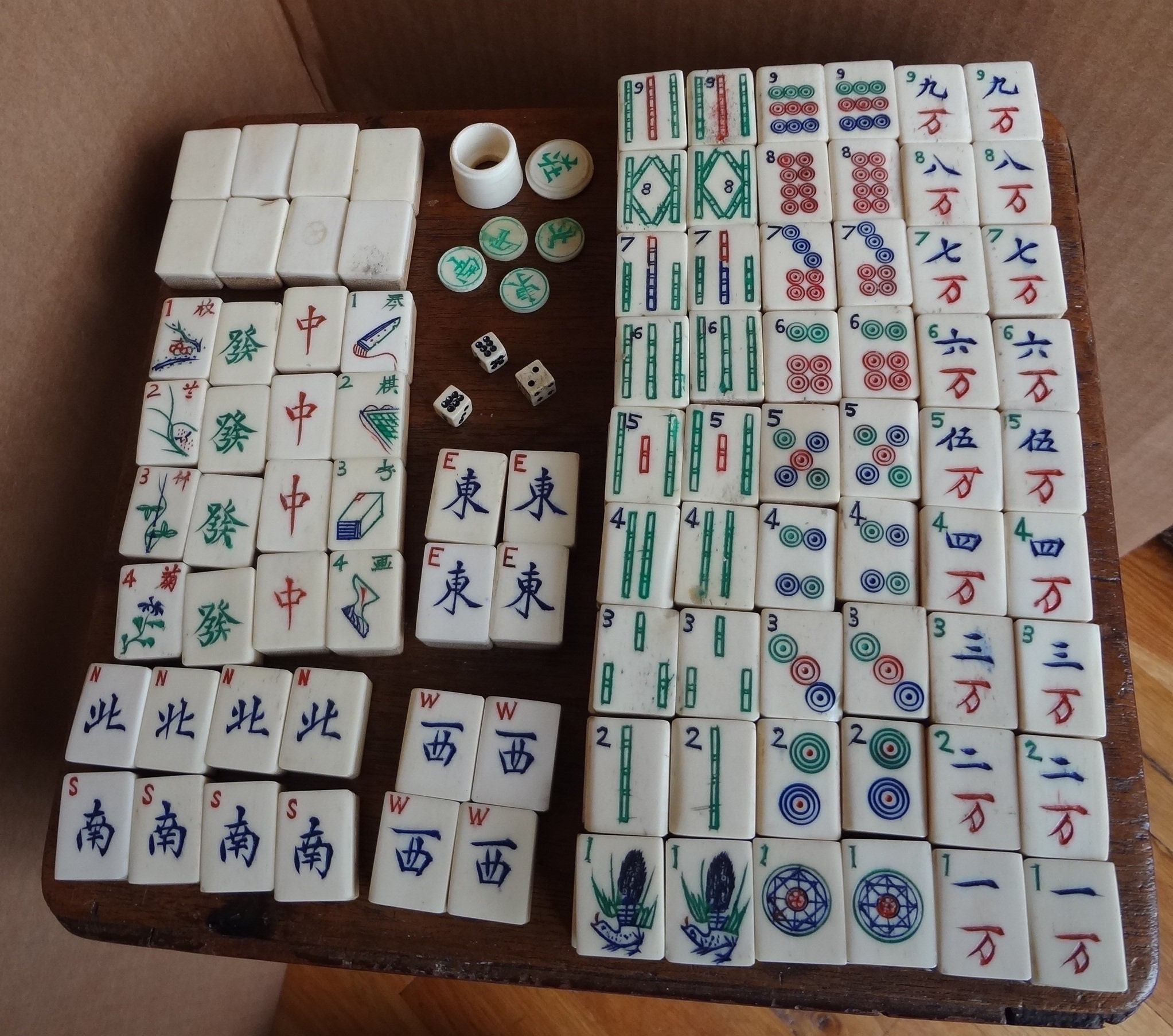 Antique Complete Mah Jong Set, Bone and Bamboo, in Box, With Extras - Etsy