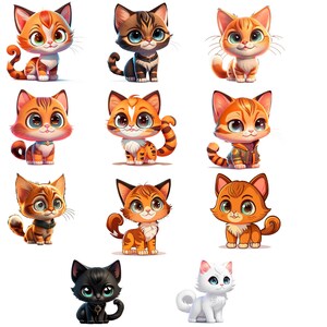 Clip Art Cartoon Cats 20 Individual High Quality Jpgs & Pngs, Bundle ...