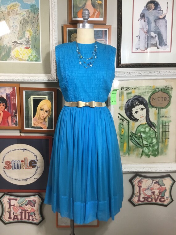 Jonathan Logan 1960’s Turquoise Blue Cocktail Dress - Gem