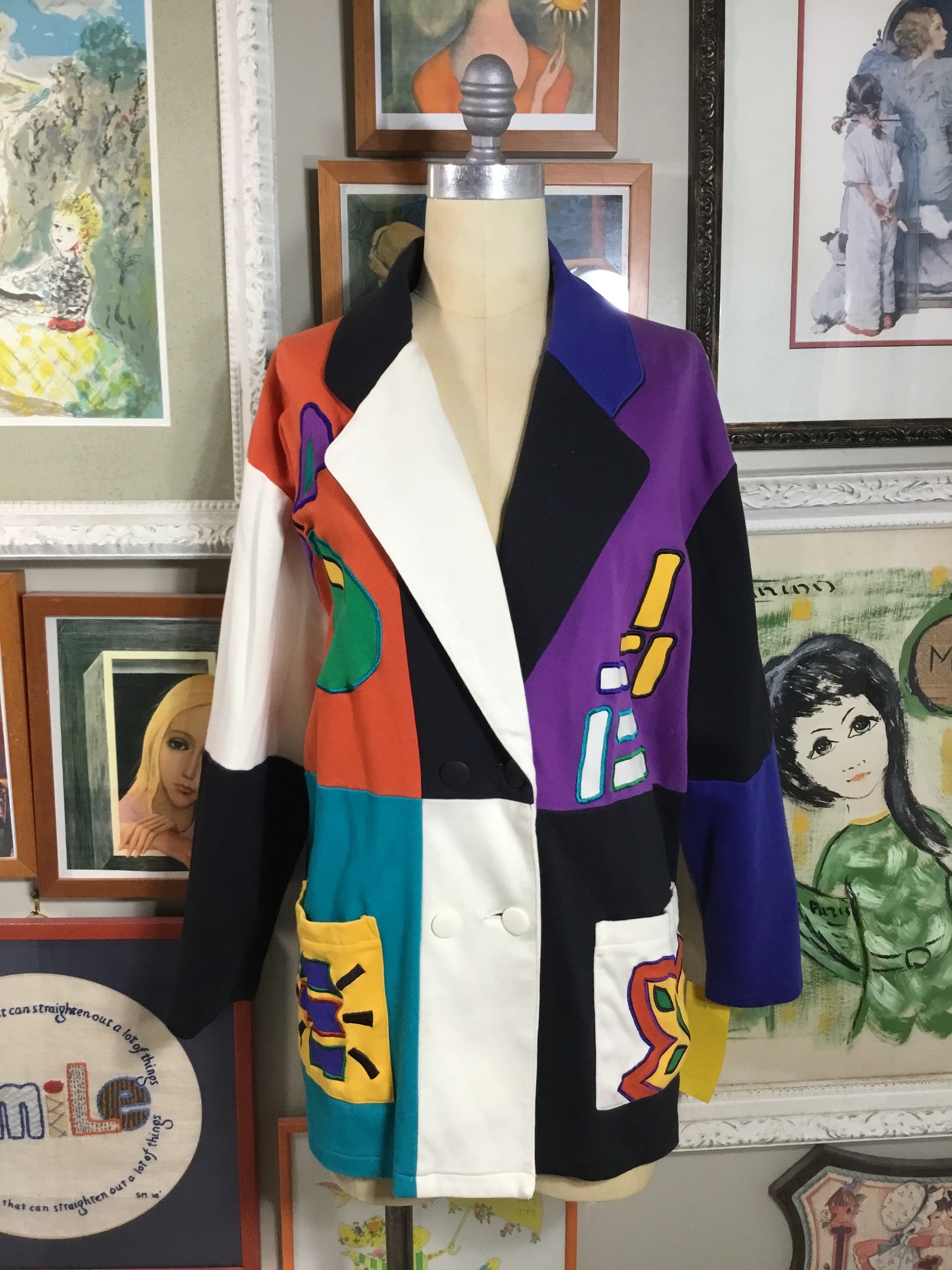 I.B. Diffusion 1980’s Women’s Multi Color Colorblock Jacket - Etsy