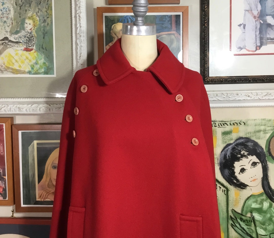 Betty Rose 1960s Red Wool Mod Cape - Etsy