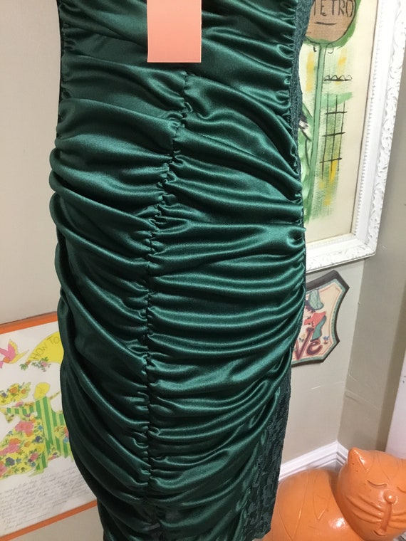 Starlight Express 1980’s Forest Green Satin & Lace Ev… - Gem Starlight Express 1980’s Forest Green Satin & Lace Ev… - Gem