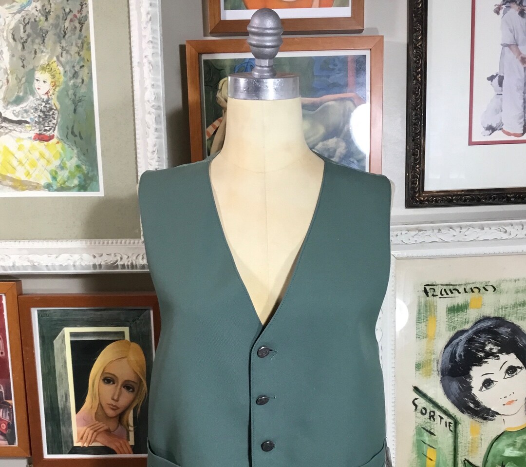 1970’s Men’s Sage Green Vest - Etsy