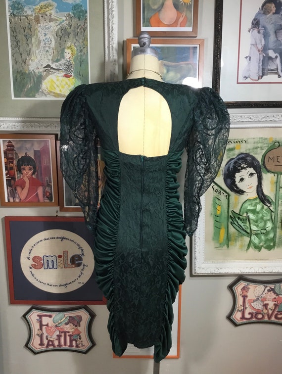 Starlight Express 1980’s Forest Green Satin & Lace Ev… - Gem Starlight Express 1980’s Forest Green Satin & Lace Ev… - Gem