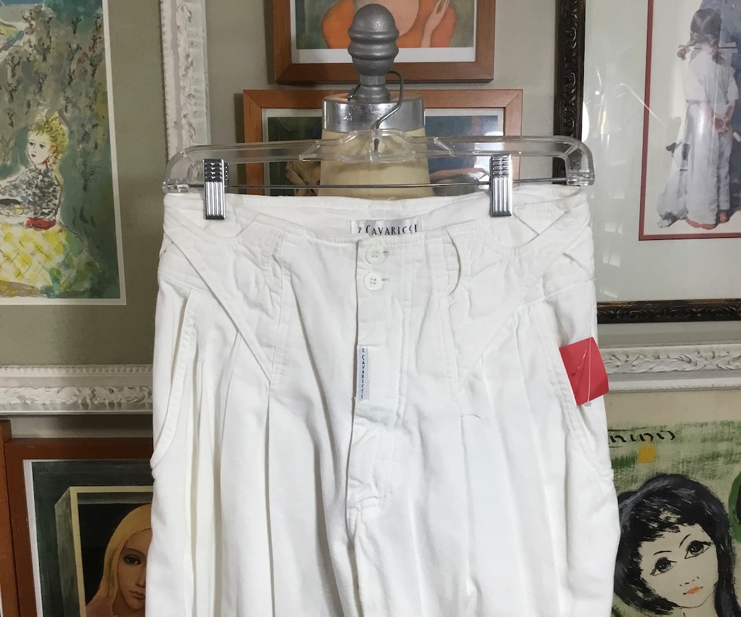 Z. Cavaricci 1980’s Men’s White Pleated Jeans - Etsy