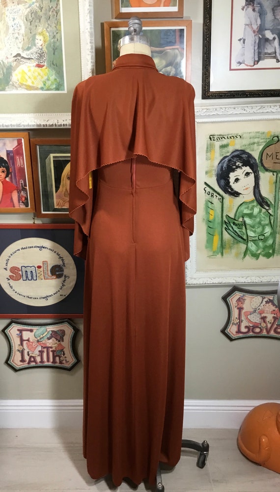 Vintage 1970’s Rust Maxi Dress with Cape - Gem