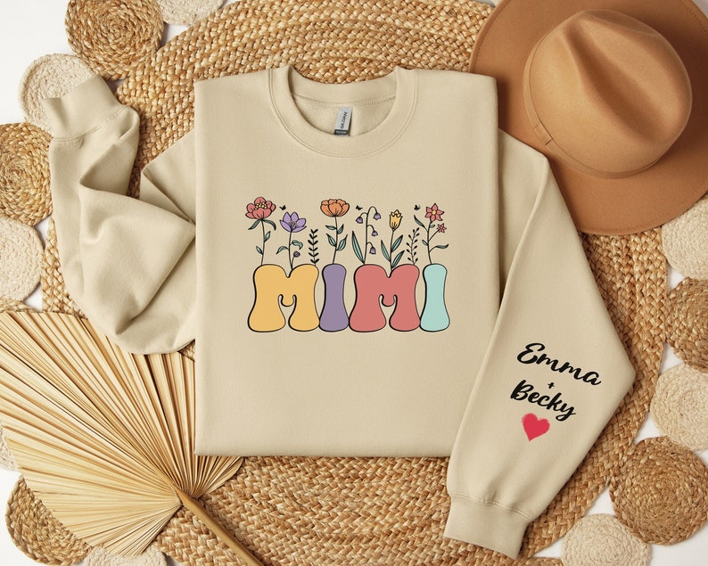 Custom Mimi Sweatshirt With Children Name on Sleeve Custom - Etsy