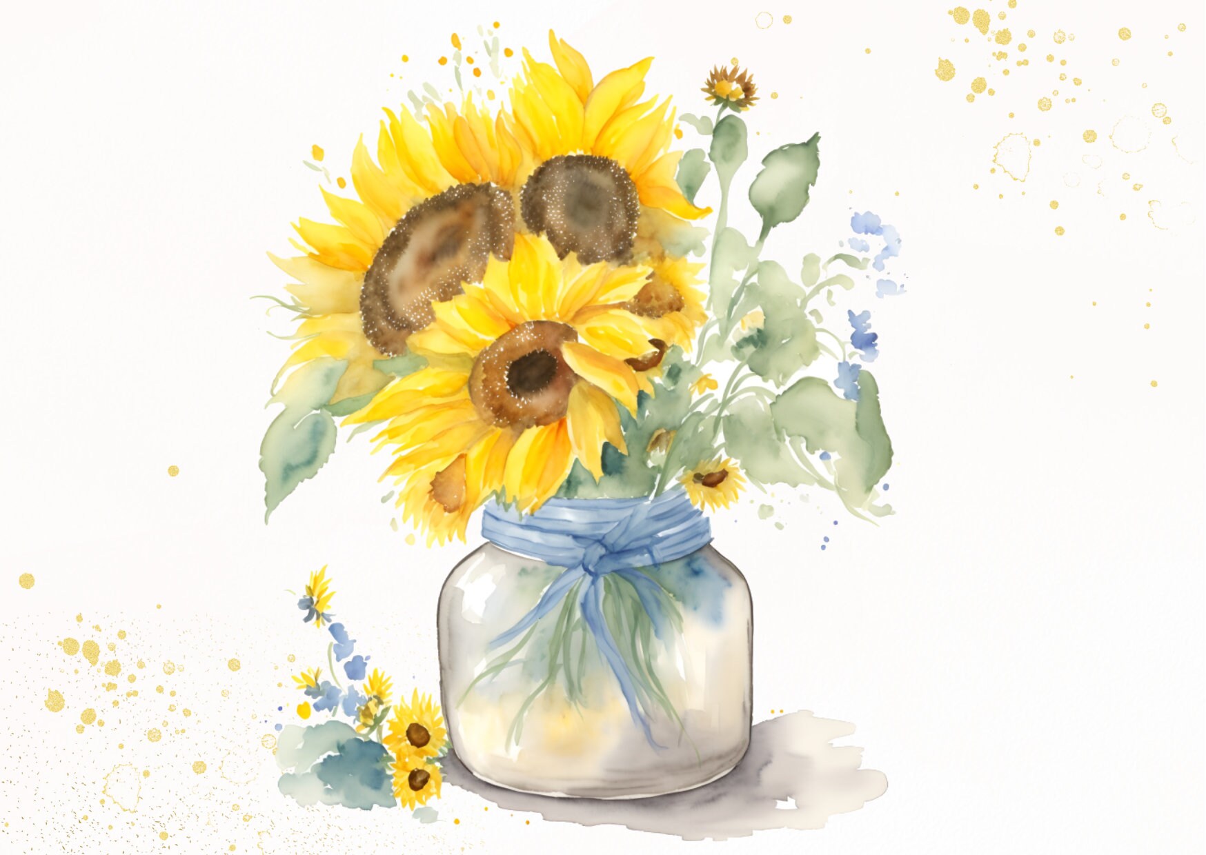 Sunflower Watercolor Clipart Bundle 20 PNG Images of Bright - Etsy