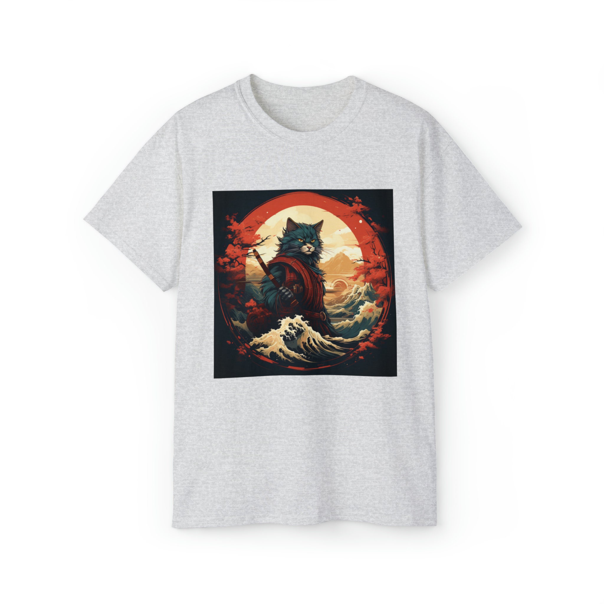 Cat Samurai Retro Wave Shirt Great Wave Kanagawa Vaporwave Japanese Art ...