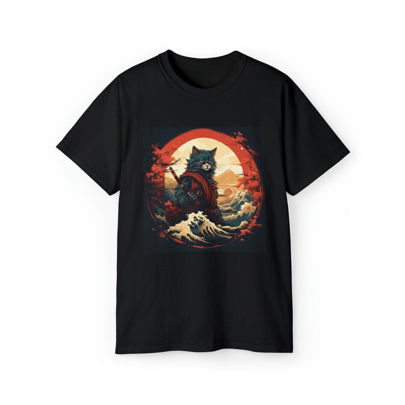 Cat Samurai Retro Wave Shirt Great Wave Kanagawa Vaporwave Japanese Art ...
