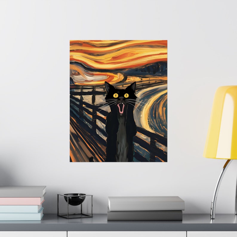 Cat Poster the Scream Cat Print Original Painting Cat Portrait Unique ...