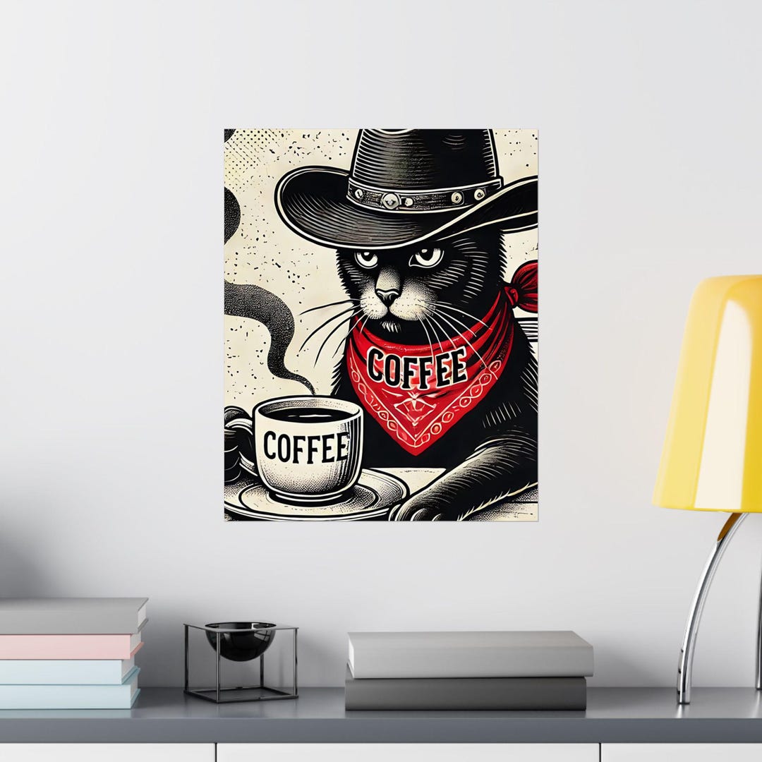 Cowboy Cat Poster Cat Print Meowdy Poster Funny Black Cat Poster Cowboy ...