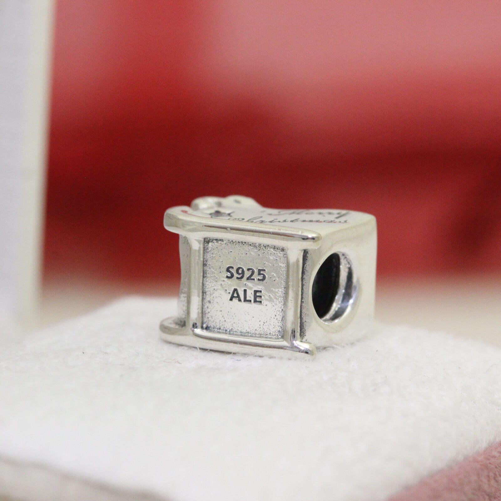 Authentic Pandora Silver Sleighing Santa Translucent Red Enamel Bead ...