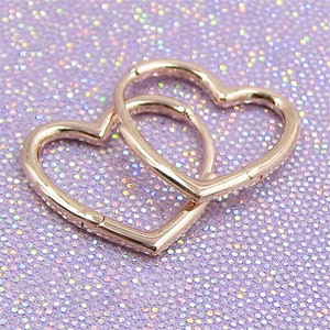 Authentic 925 Sterling Silver Rose Asymmetrical Heart Small Hoop ...