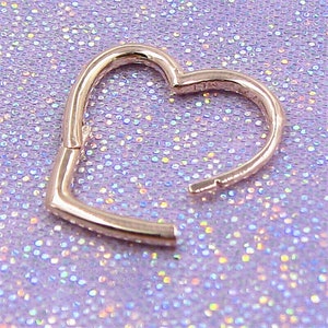 Authentic 925 Sterling Silver Rose Asymmetrical Heart Small Hoop ...
