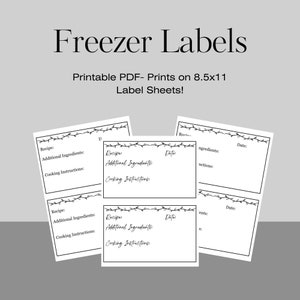 Printable Freezer Labels for Freezer Meals TWO DESIGNS - Etsy