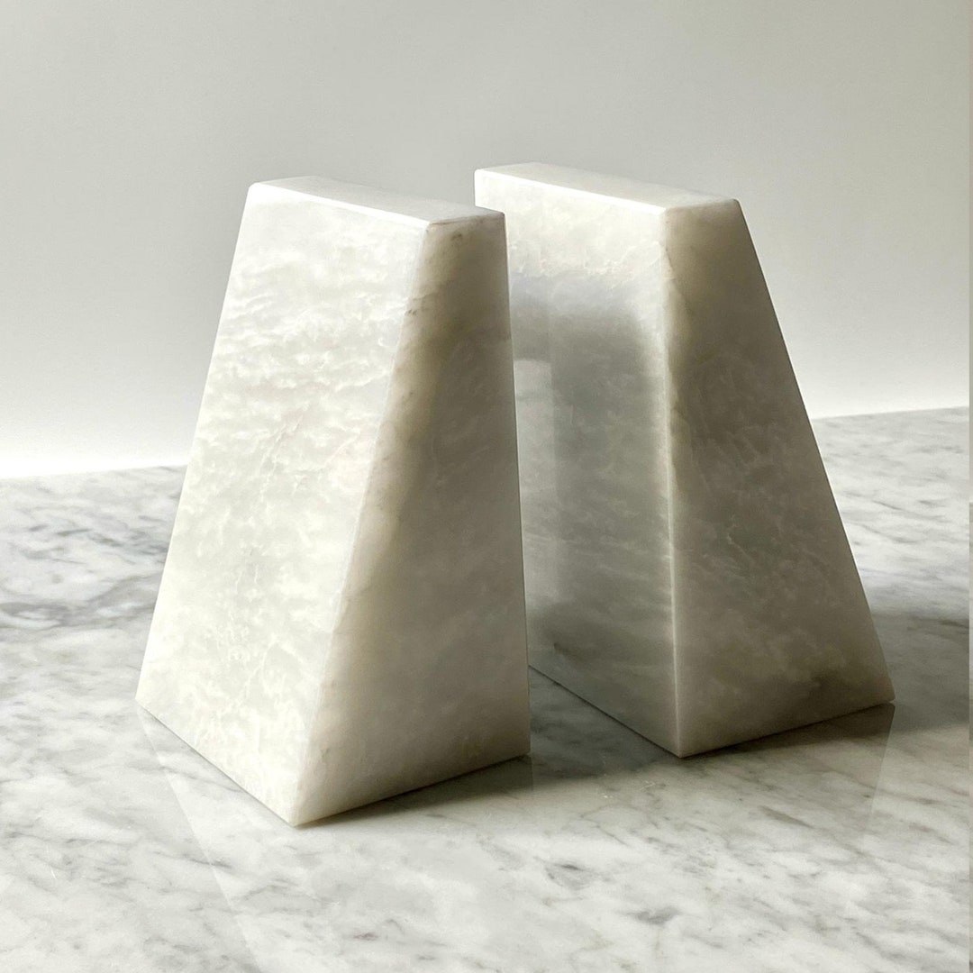 White Marble Wedge Bookends - Set of 2 - Etsy
