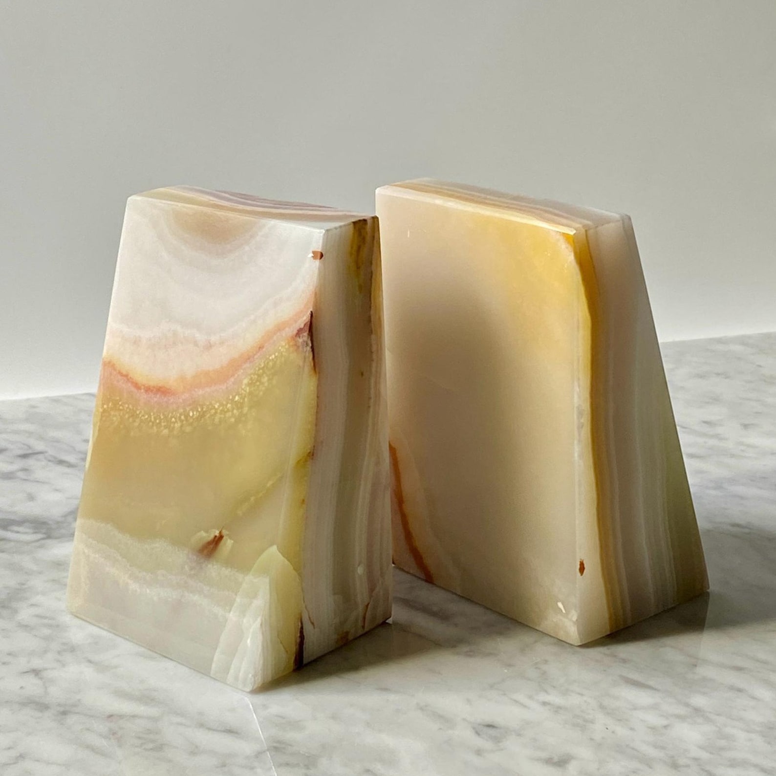 Onyx Marble Wedge Bookends - Set of 2 - Etsy