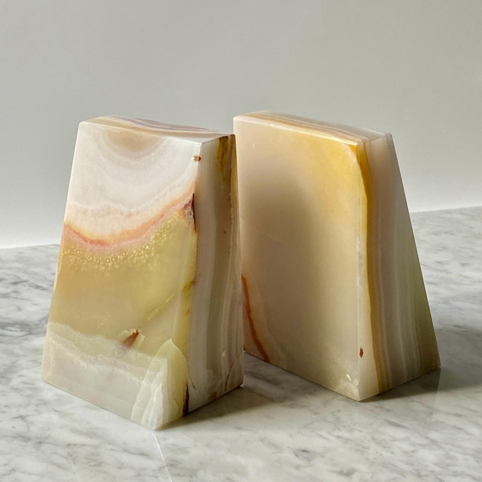 Onyx Marble Wedge Bookends - Set of 2 - Etsy