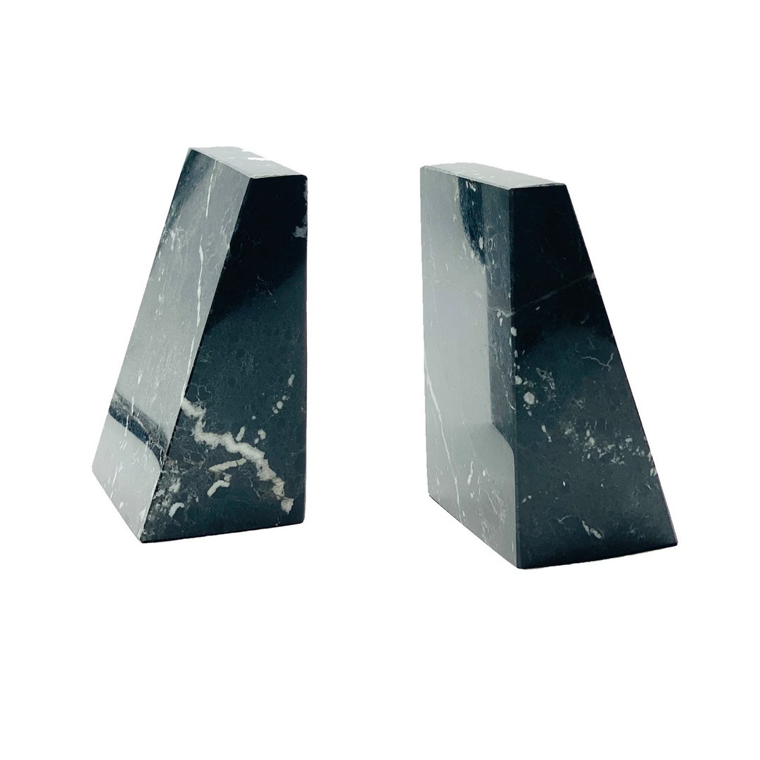 Black Marble Wedge Bookends - Set of 2 - Etsy