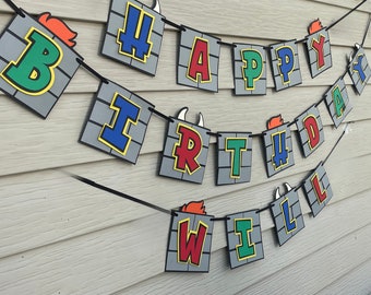 Super Mario Bros Birthday Banner Mario Birthday Party Banner Mario ...