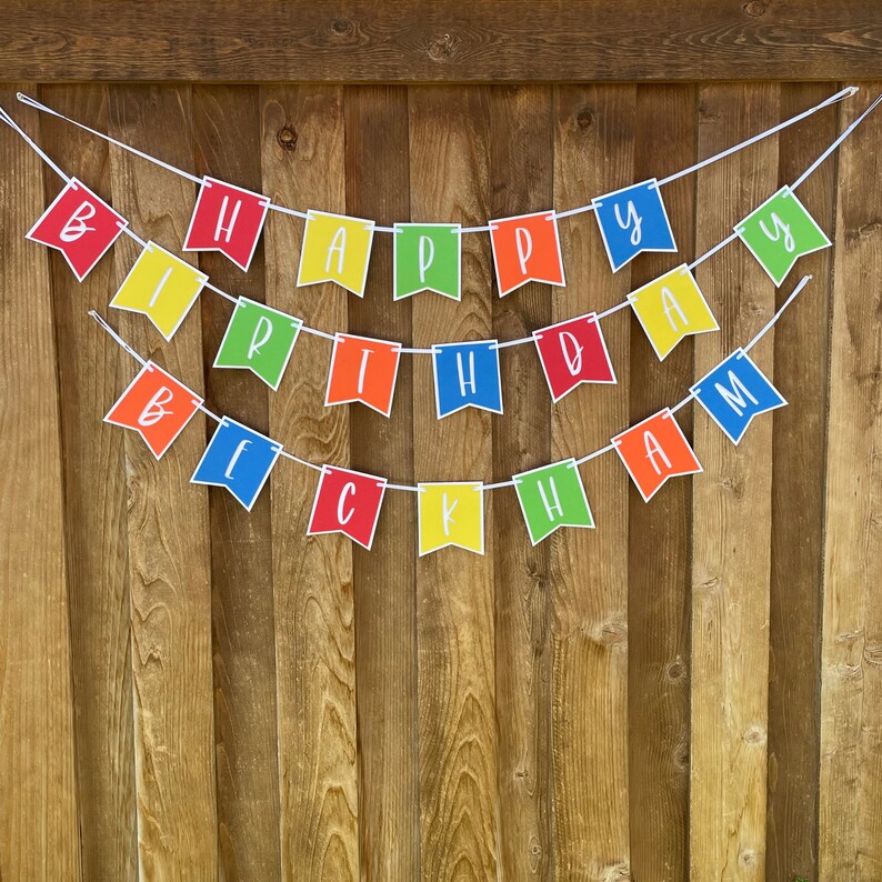 Rainbow Happy Birthday Birthday Banner Red, Yellow, Orange, Green, Blue ...