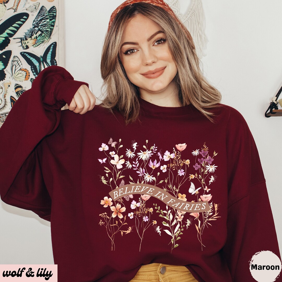 Fairycore Shirt Pressed Flower Shirt Cottagecore Clothes Wild Flower ...