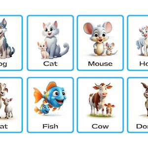 Animal Printable Flash Cards - High Quality Designed Animals - Etsy